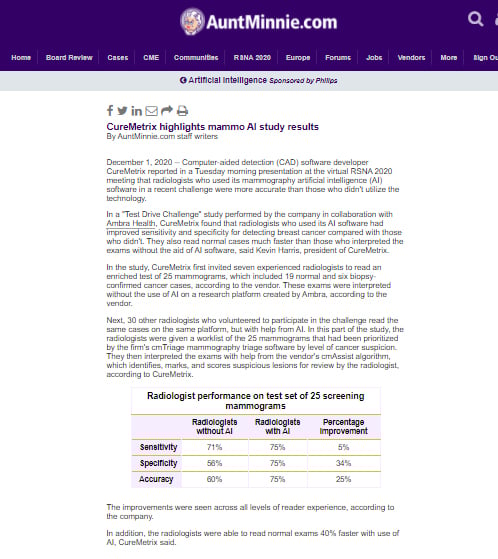 AI Test Drive - CureMetrix Highlights Mammo AI Study Results
